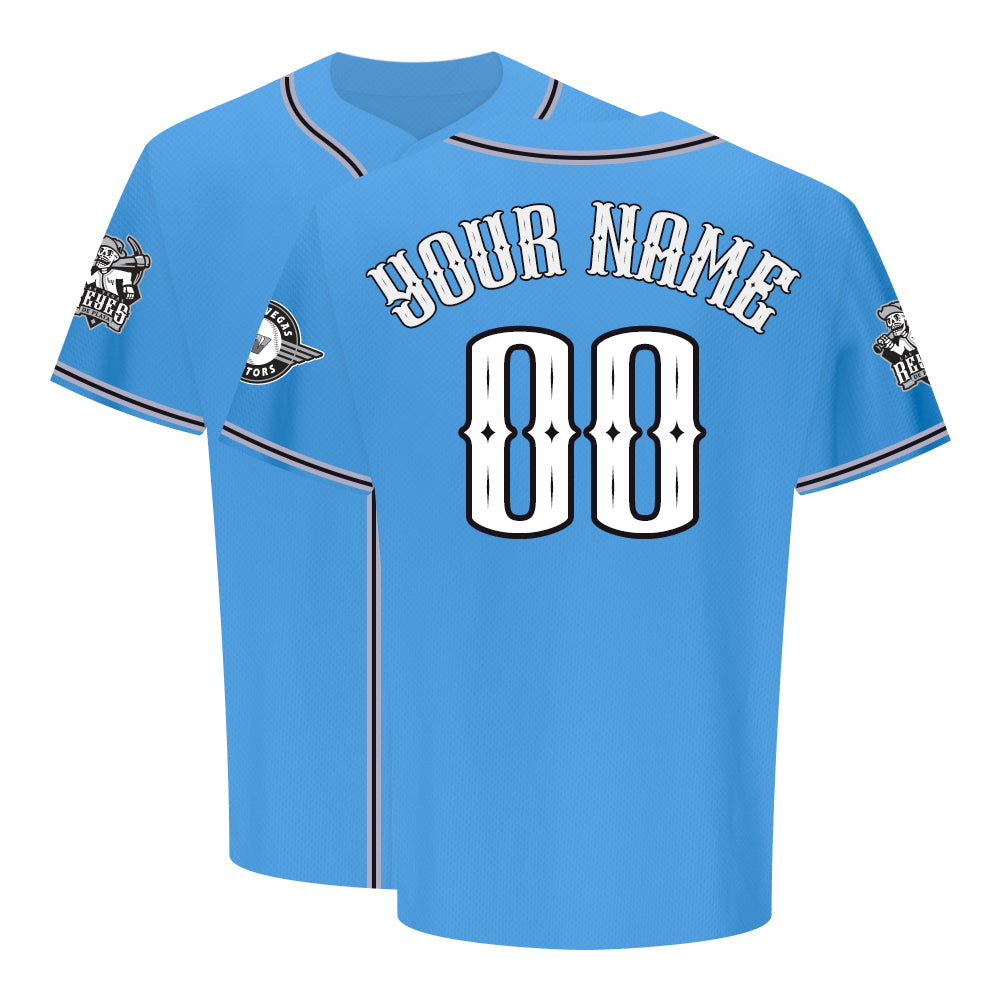 Men's Las Vegas Reyes de Plata OT Sports Home Skull Blue Replica Jerse ...