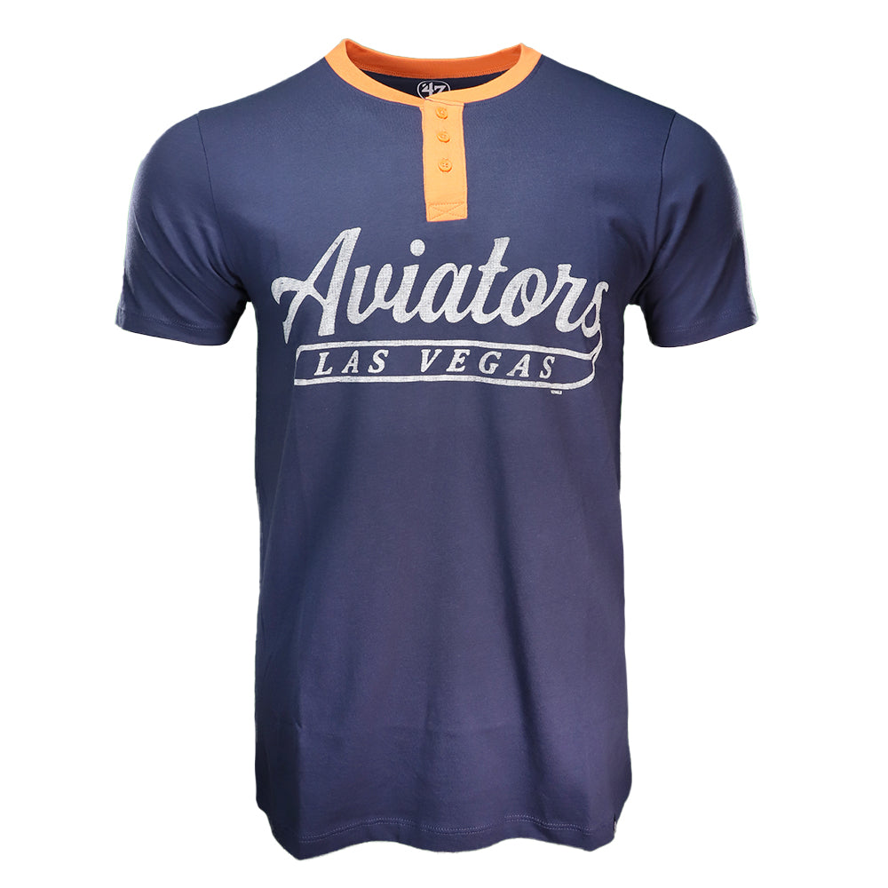 Men's '47 Brand Aviators Navy/Orange Westend Henley Short Sleeve T-Shi ...
