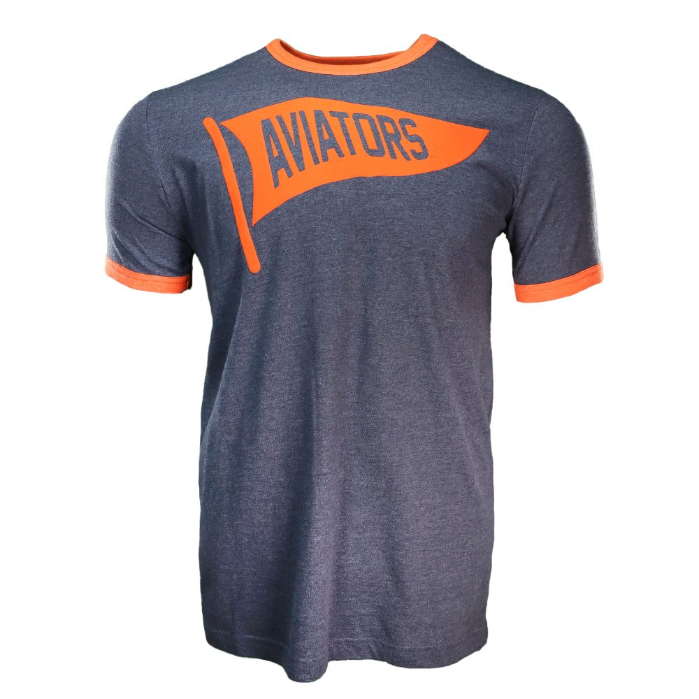Men's Las Vegas Aviators New Era Aviators Flag Navy Ringer Brushed Bi ...